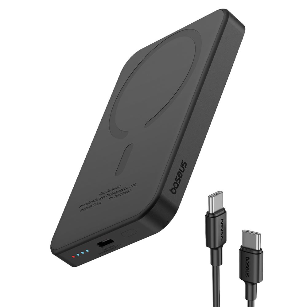 Baseus MagSafe Mini Siyah 5000mAh Kablosuz Hızlı Şarj Powerbank 20W ve ...