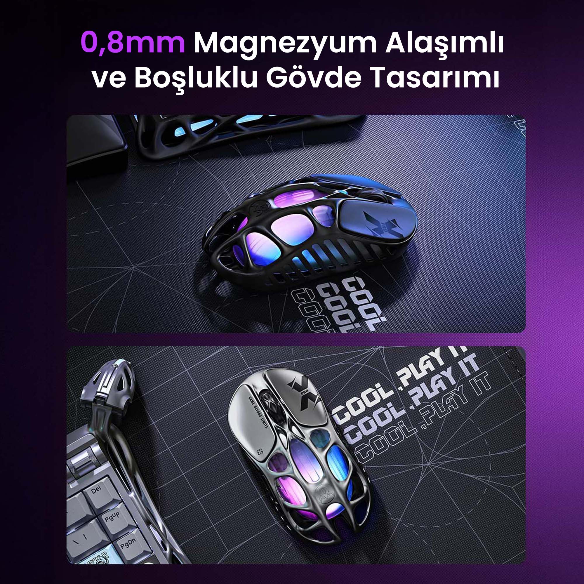 GravaStar Mercury XPro RGB 32K DPI Optik Gaming Mouse+8K Dongle ...