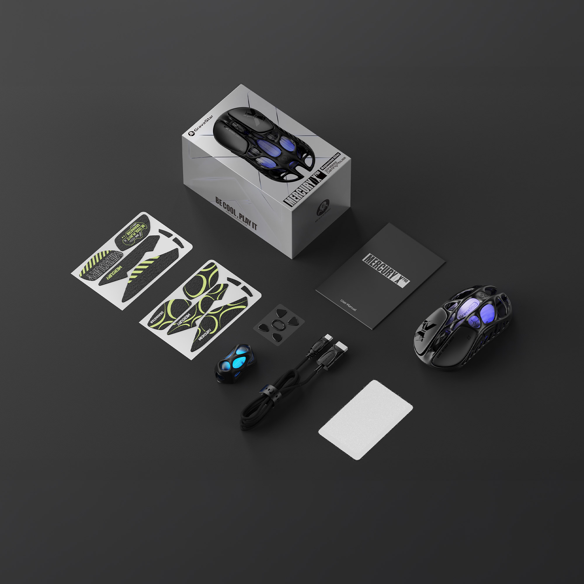 GravaStar Mercury XPro RGB 32K DPI Optik Gaming Mouse+8K Dongle ...